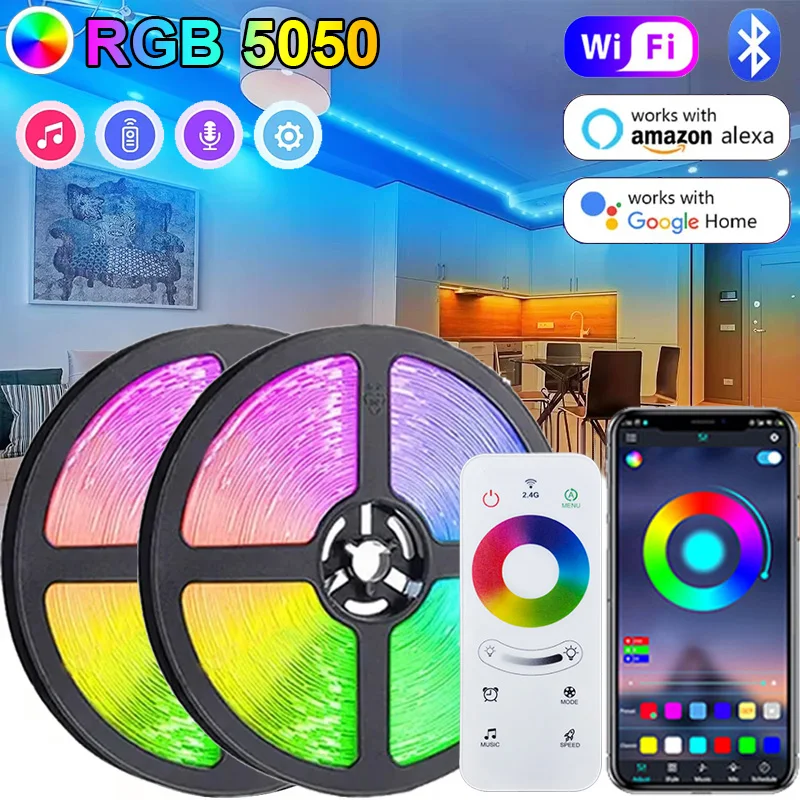 Led-Strip-Light-Rgb-5050-Music-Sync-Led-Lights-Flexible-Ribbon-Luces ...