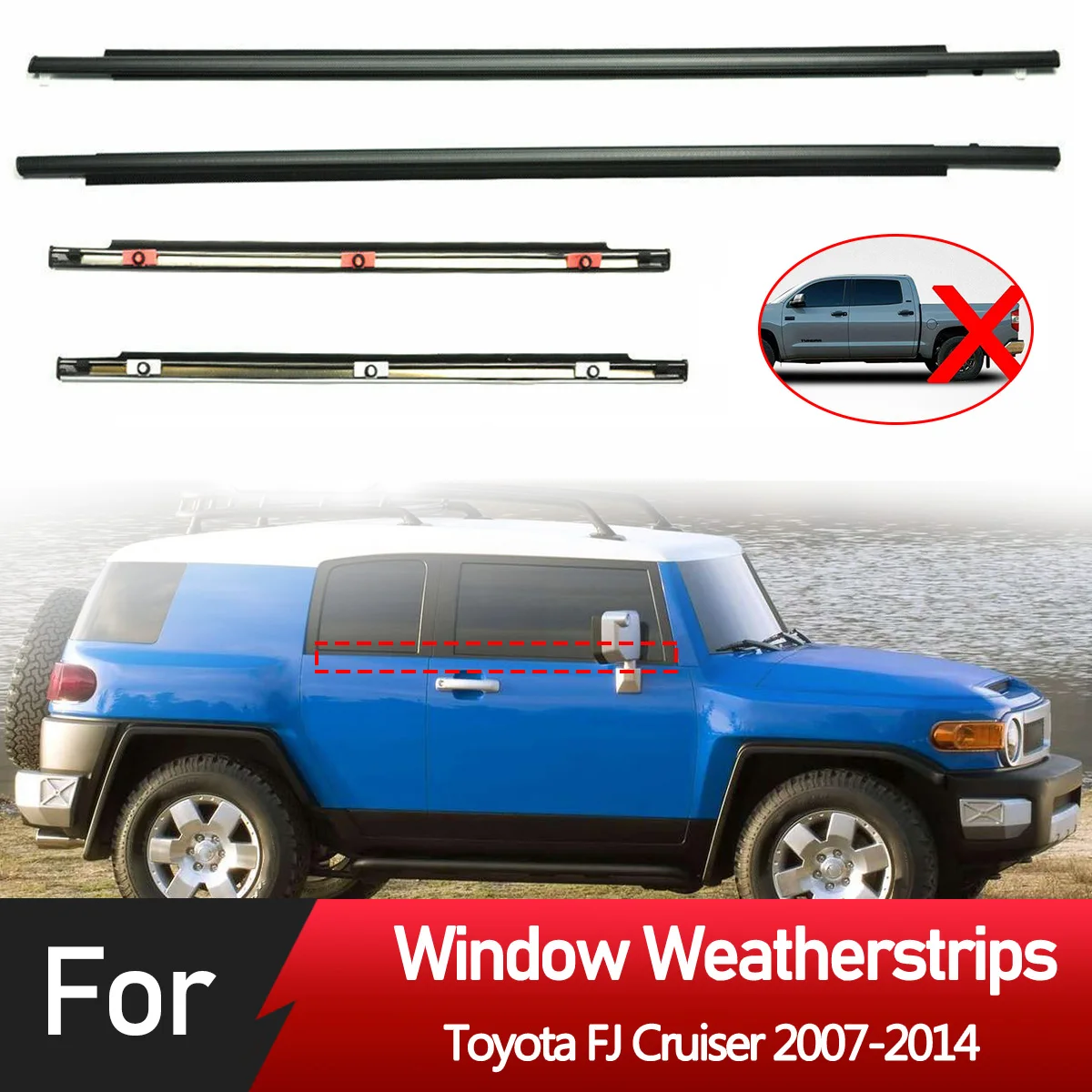 4PCS-Car-Outer-Windows-Rubber-Weatherstrip-For-Toyota-FJ-Cruiser-2007 ...