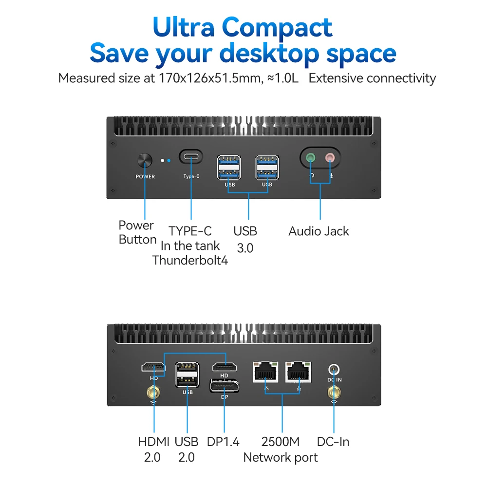 12th Gen Intel i7 1255U Mini PC: 10 Cores, Windows 11 – Assorted Produce