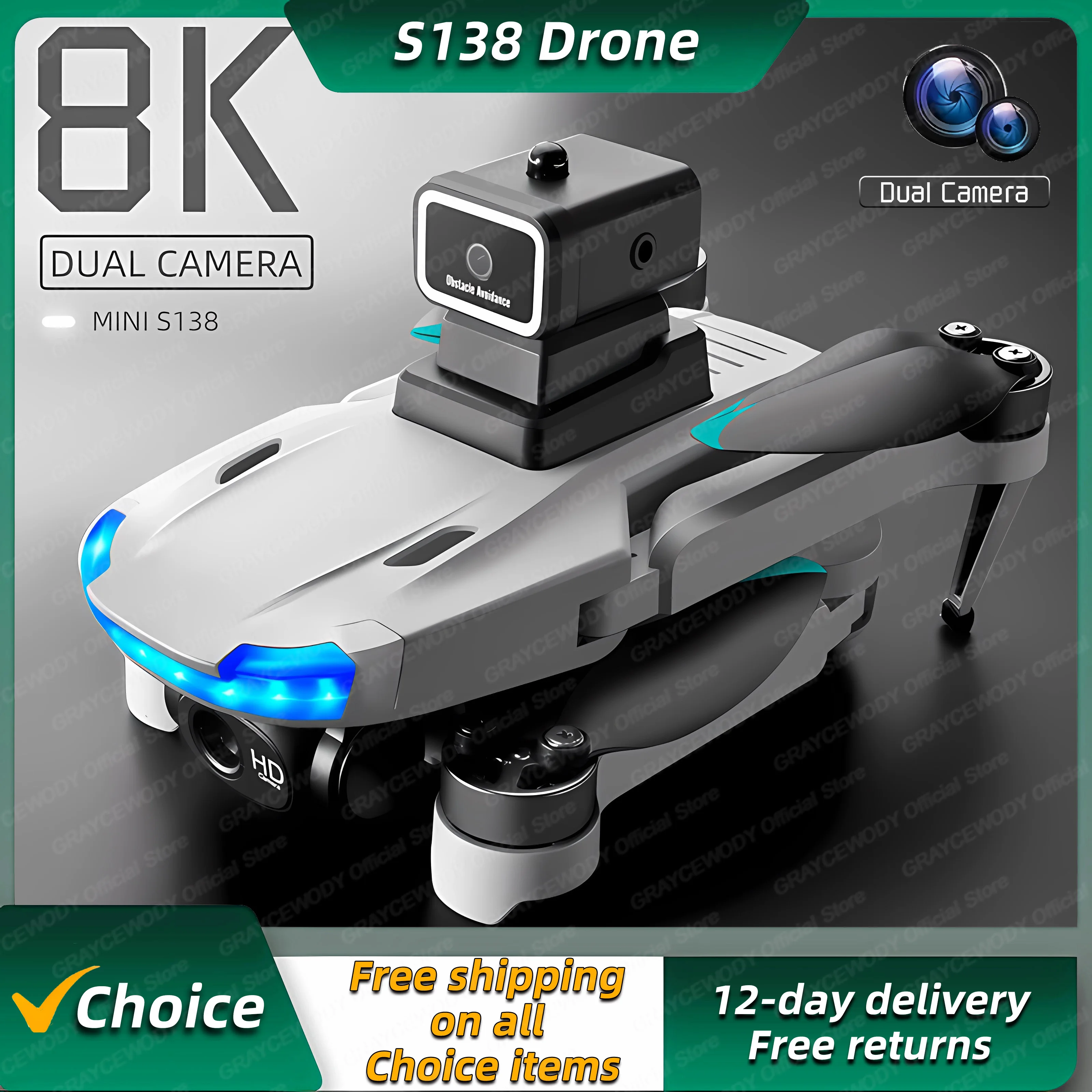 New-S138-4K-Professional-Drone-Dual-Camera-Wifi-FPV-Obstacle-Avoidance ...