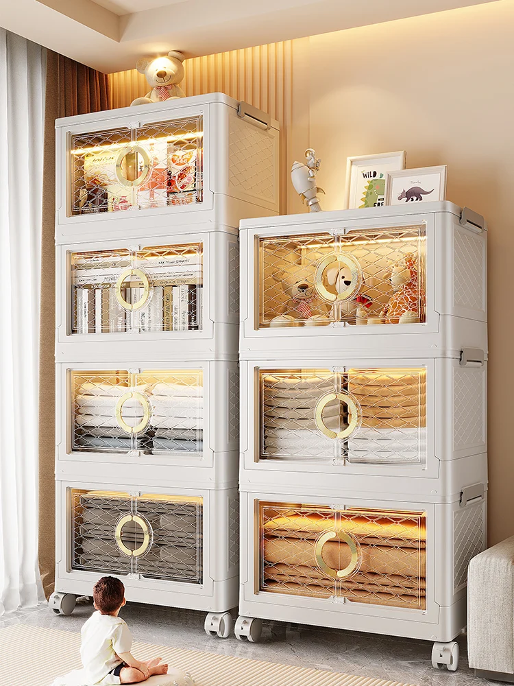 Foldable-Storage-Bins-1-5-Tiers-Transparent-Double-Door-Open-Storage ...