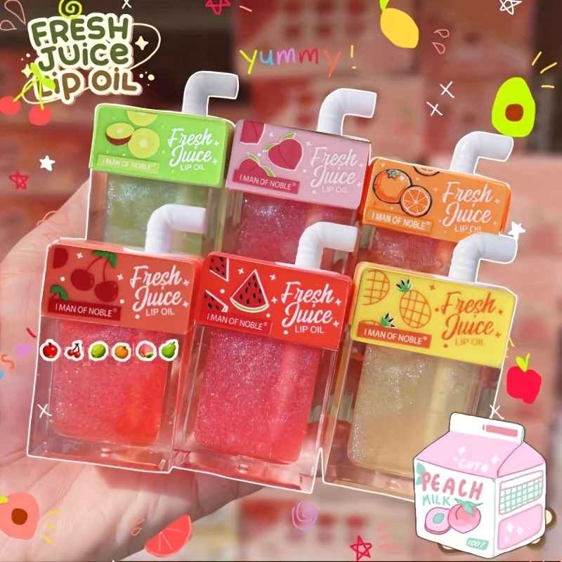 Cute Fresh Juice Lip Oil Fruity Lip Tint Clear Lip gloss Moisturizing ...