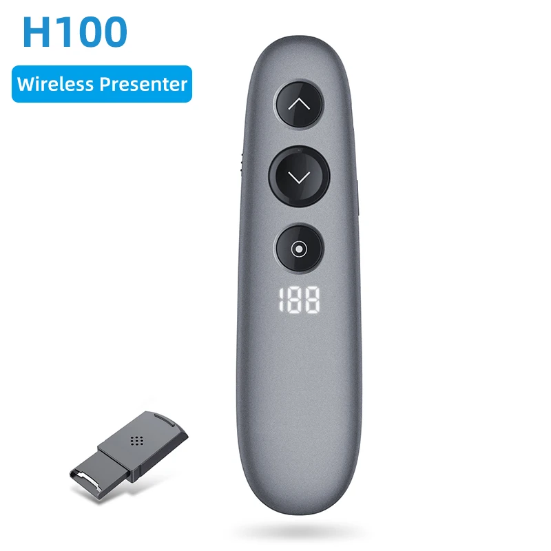 H100 Wireless Presenter Remote with Air Mouse TF Card Spotlight PPT ...