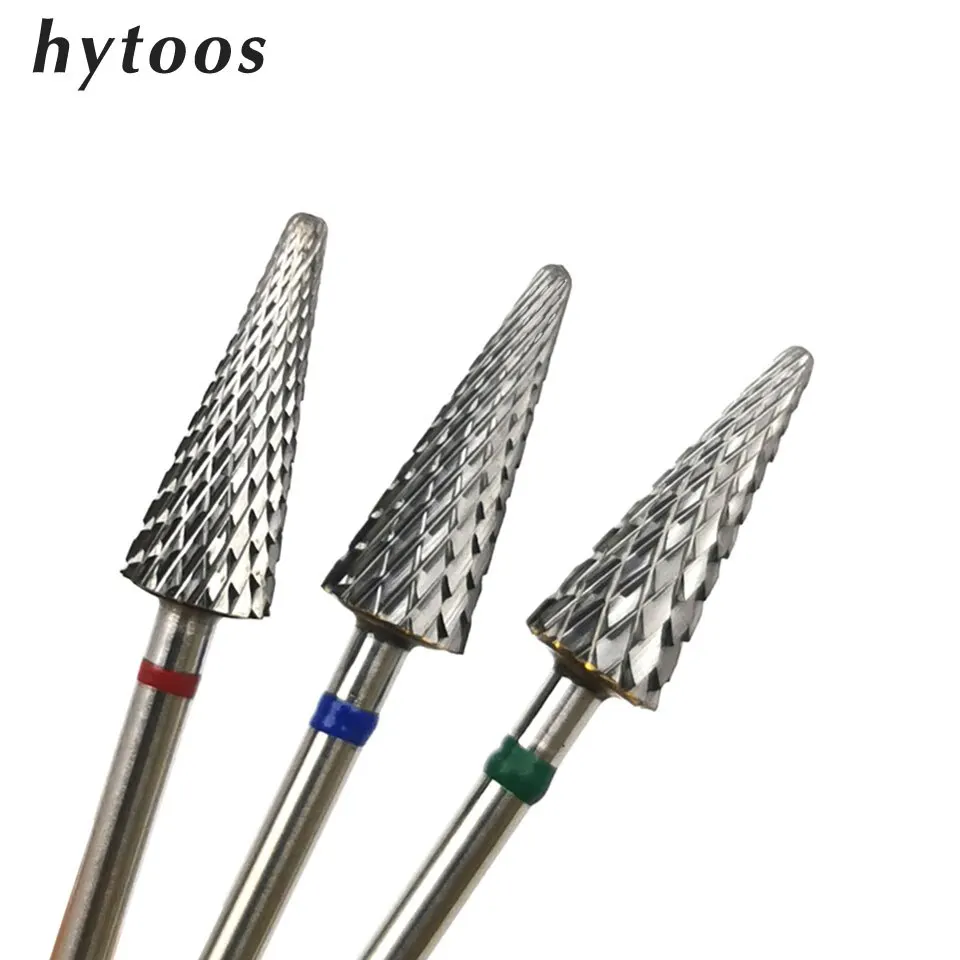 HYTOOS-Cone-Shape-Nail-Drill-Bit-Carbide-Milling-Cutter-For-Manicure-Rotary-Burr-Electric-Drill ...