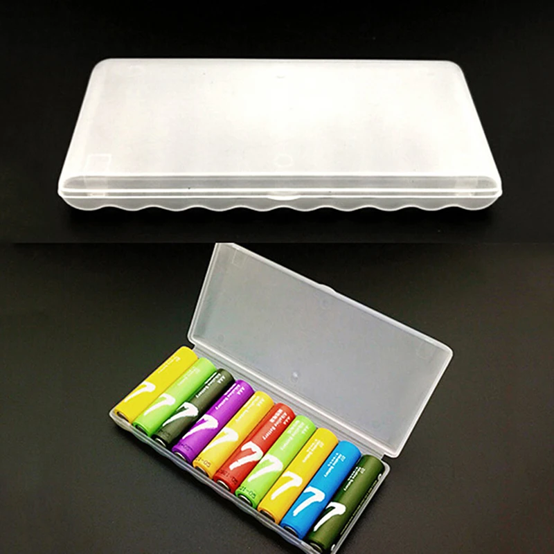 10 Slot Transparent White Plastic Battery Storage Box Hard Container ...