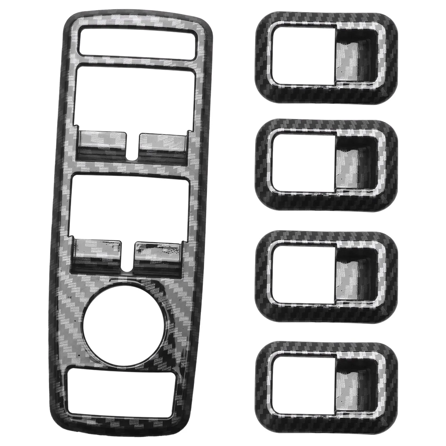 5Pcs-Car-Auto-Carbon-Fiber-Window-Switch-Button-Trim-Cover-Frame-For ...