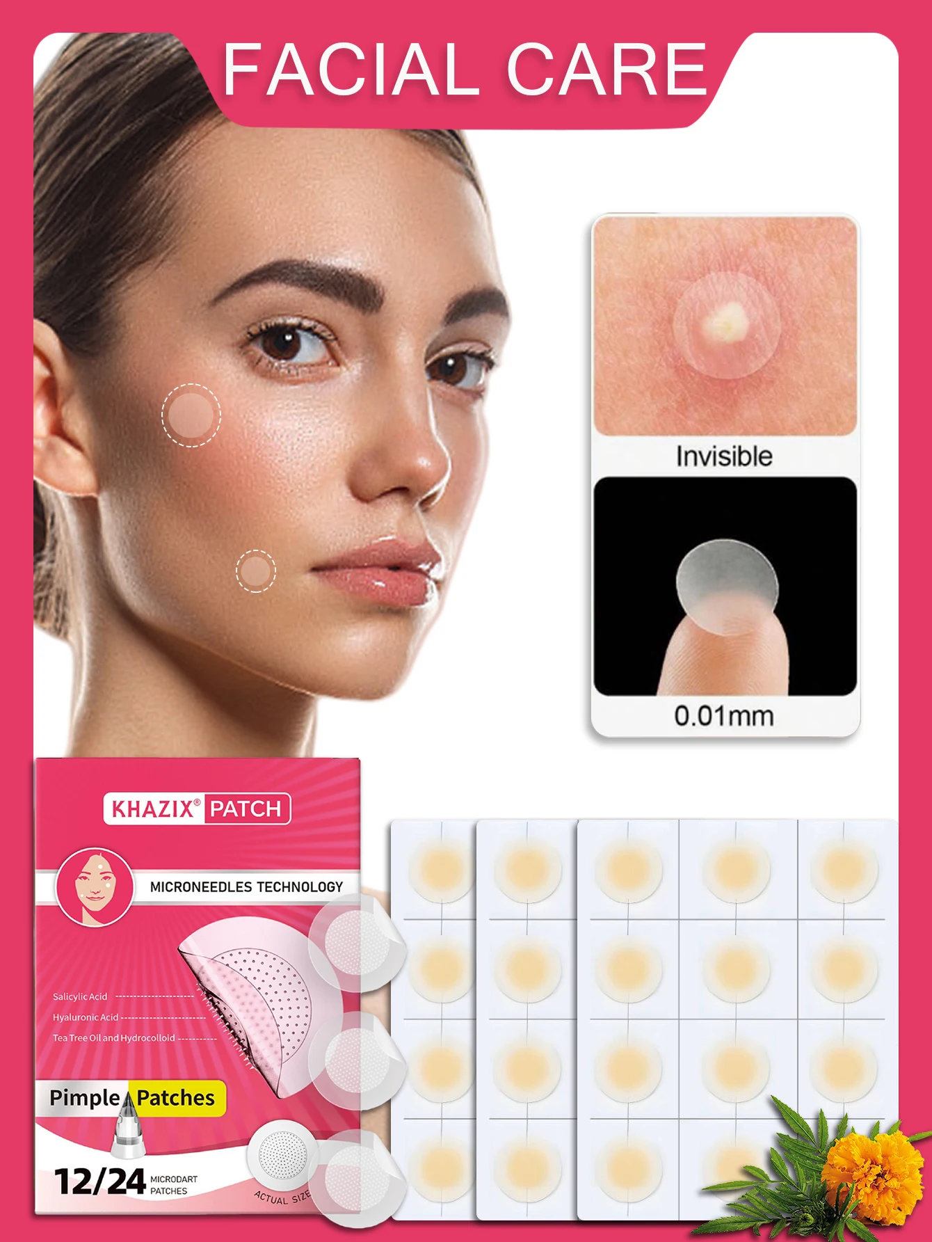 12pcs/24pcs face acne mask hydrocolloid material/containing tea tree ...