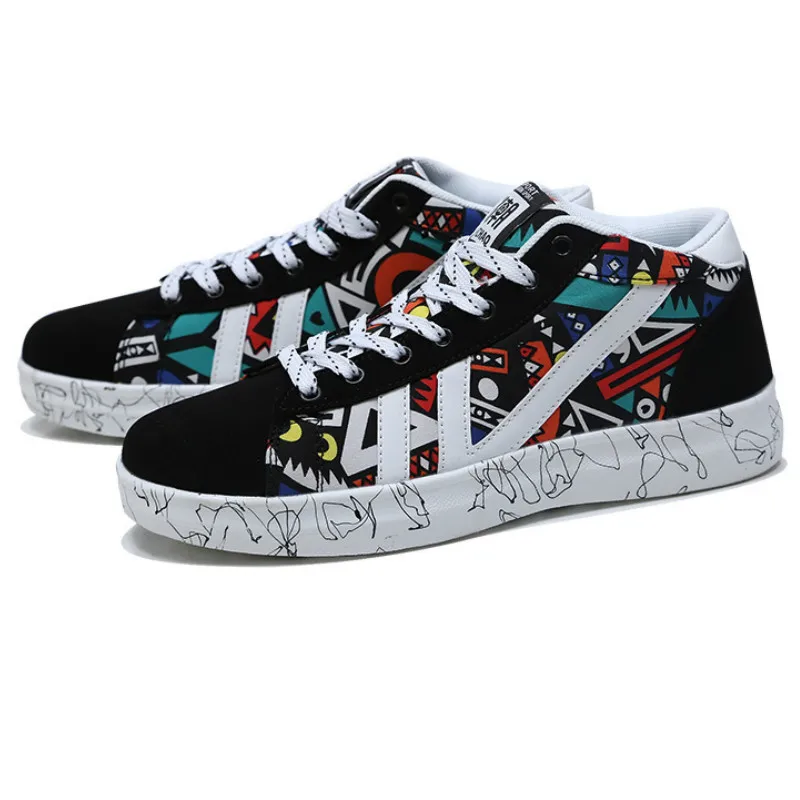 Fashion-Sneakers-for-Men-Trend-Casual-Flats-Graffiti-Shoes-Man ...