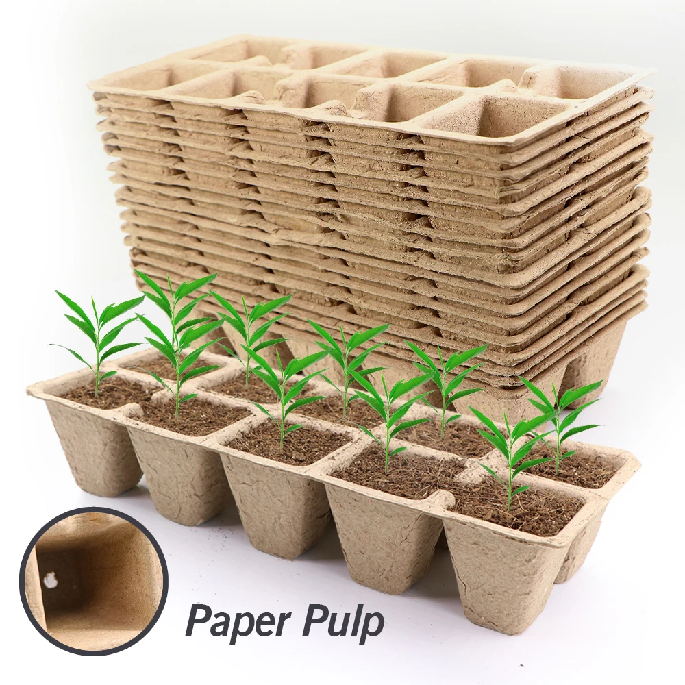 10-Cell-Peat-Pot-Seed-Starter-Trays-Biodegradable-Seedlings-Container ...