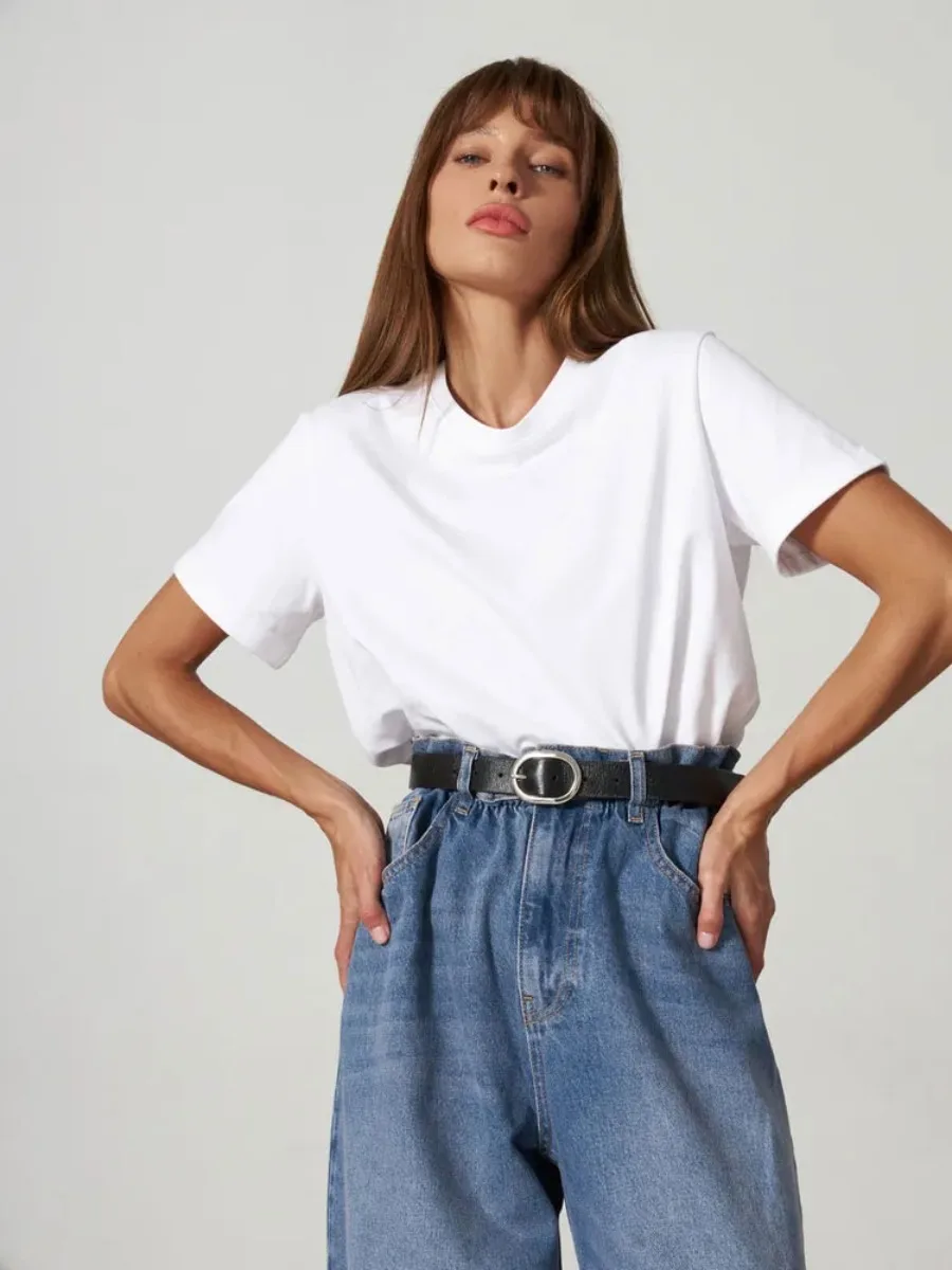 Summer-100-Cotton-Solid-Color-White-T-shirt-Fashion-Women-s-Casual ...