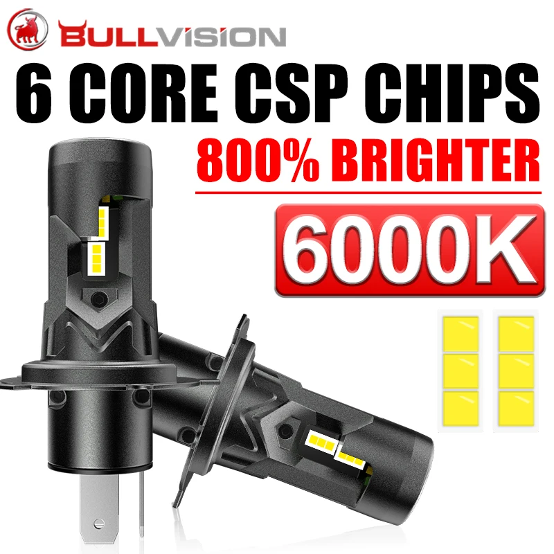 BULLVISION-H7-LED-Headlights-Canbus-Mini-H4-Wireless-3570-CSP-Car ...