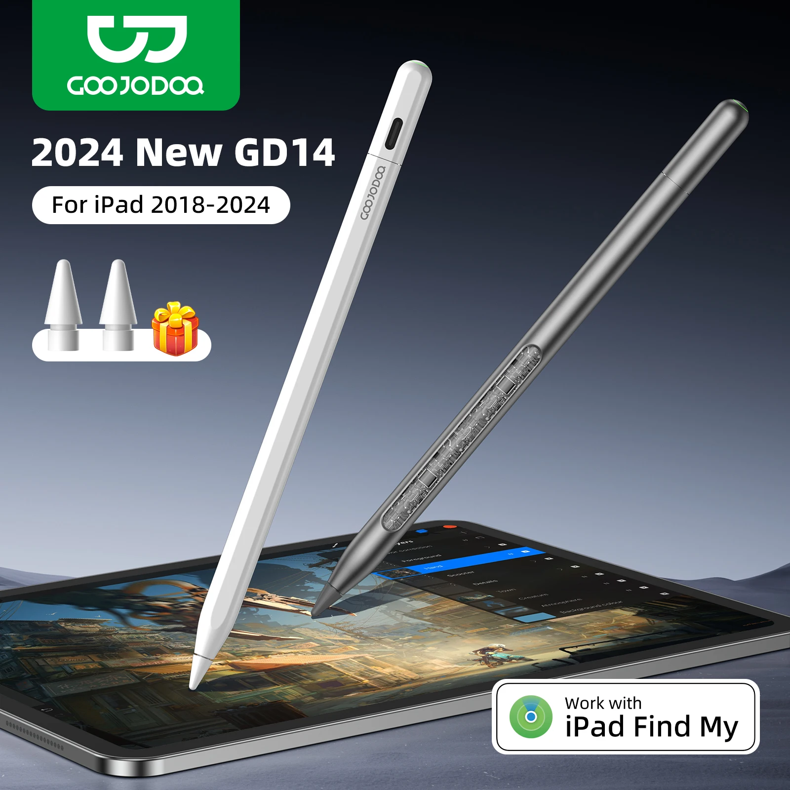 GOOJODOQ-GD14-Stylus-Pen-For-Apple-Pencil-2-iPad-Pencil-with-IPad-Find ...
