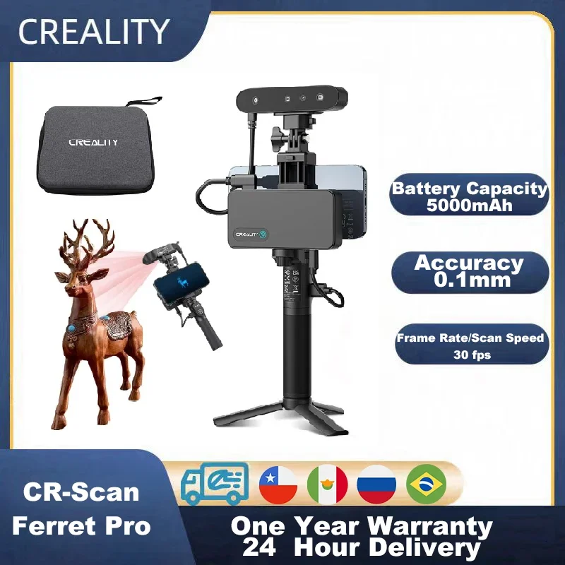Creality CR-Scan Ferret Pro WiFi 3D Scanner Handheld 24-bit Anti-shake ...