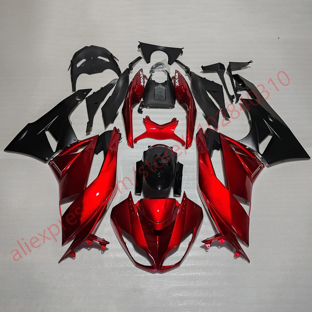 For KAWASAKI 636 ZX6R 2009 2010 2011 2012 Red Black Motorcycle Fairings ...