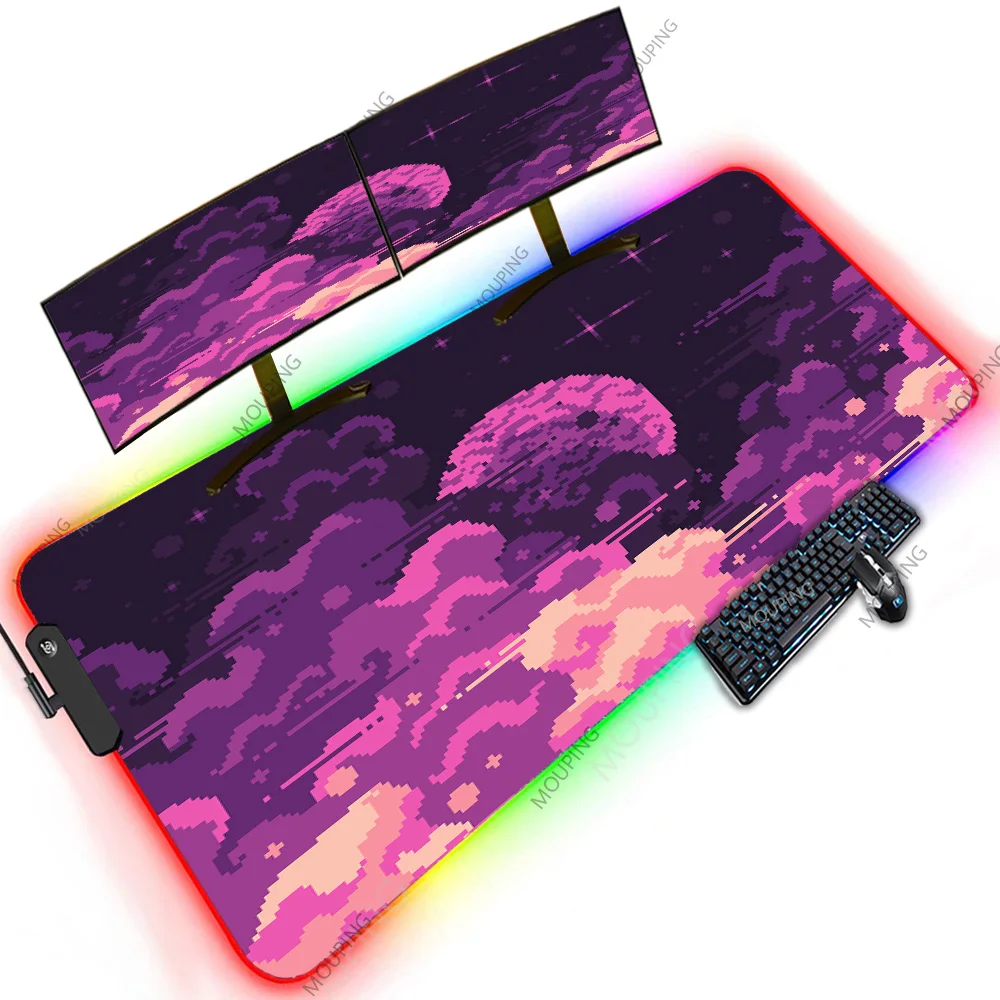 Pixel-Neon-Japanese-Retro-Mousepad-Minimalist-Cartoon-Rubber-Mat ...