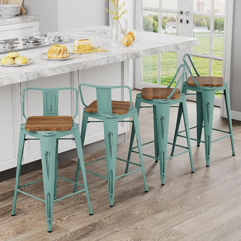 Andeworld 24 Inch Swivel Bar Stools Set of 4 Counter Height Stools ...