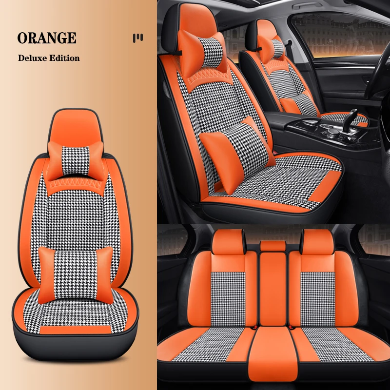 All-Inclusive Full Set Leather And Linen Splicing Car Seat Covers For ...