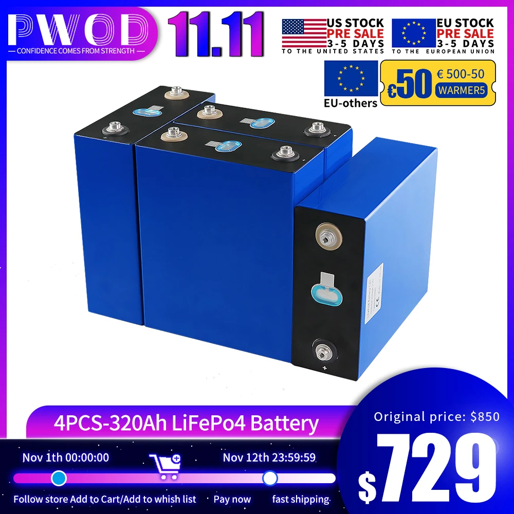 3.2v 320ah 310ah Lifepo4 Solar Cell Battery Rechargeable Lithium Iron ...