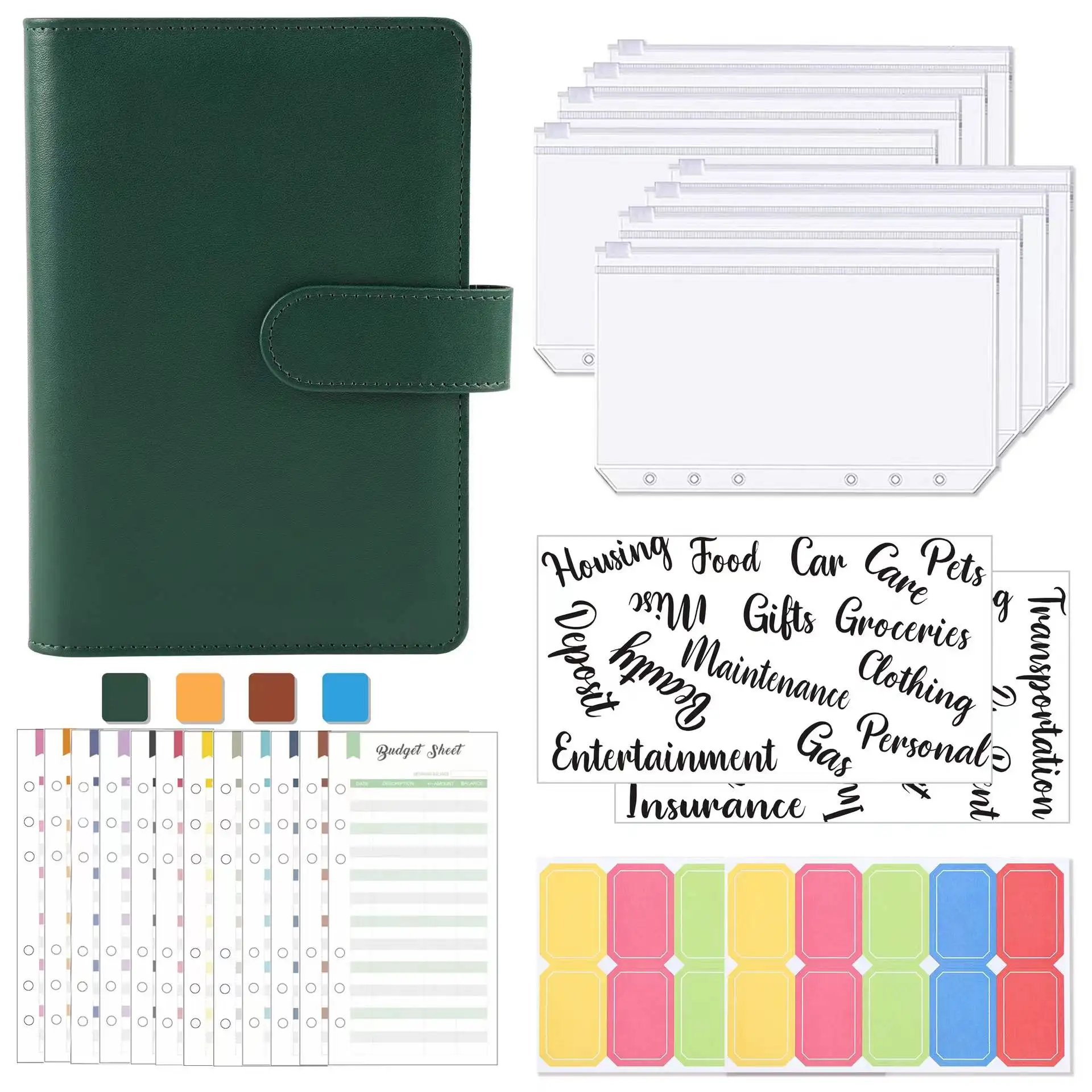 A6-Budget-Binder-Cover-with-Zipper-Envelopes-for-Money-Expense-Saving ...