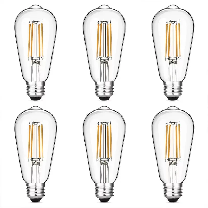 6PCS LED ST64 E27 2W 4W 6W 8W 10W 12W 4000K White Warm Intage Edison ...