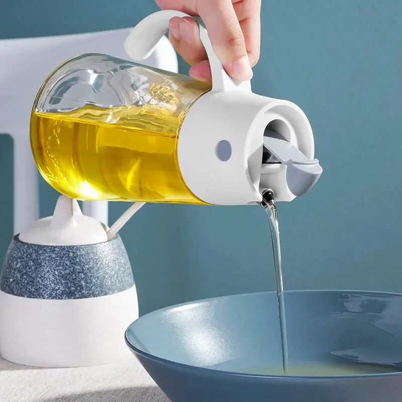 2122 Automatic Open Close Glass Oil Jug Home Kitchen Leakproof Flip ...
