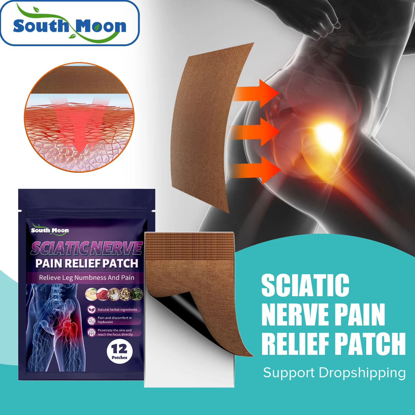 South-Moon-Sciatic-Pain-Patch-Natural-Herbal-Joint-Pain-Relieve ...