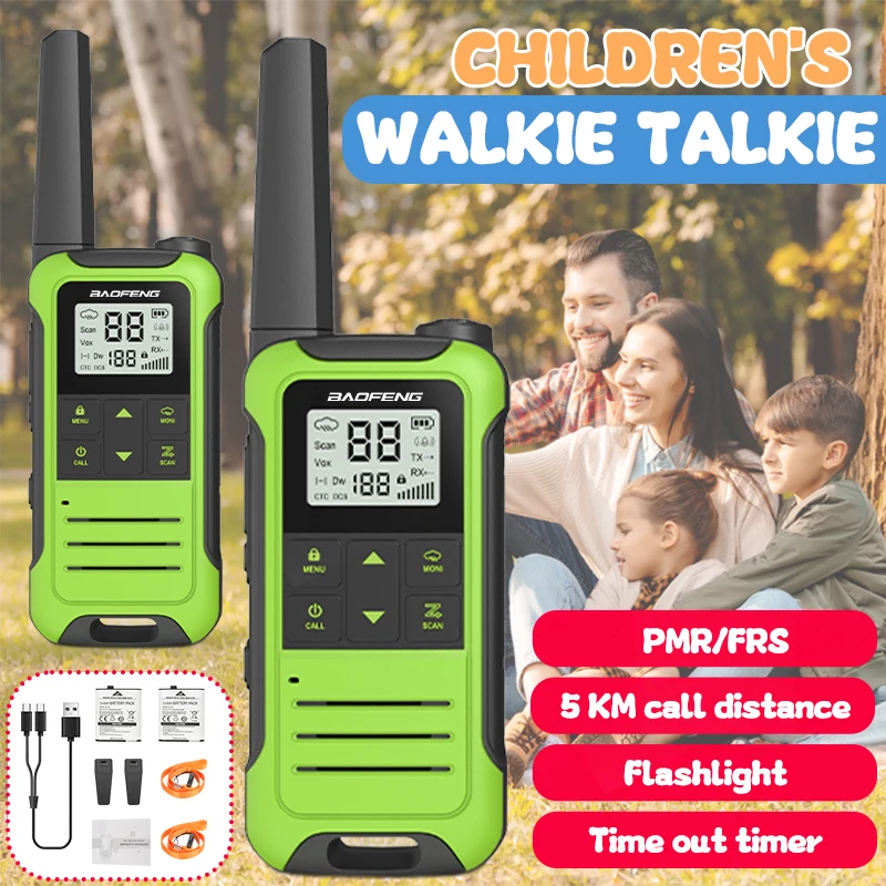 Kids-Walkie-Talkie-2pcs-Baofeng-F22-PMR-FRS-Rechargeable-Type-C-Ham ...
