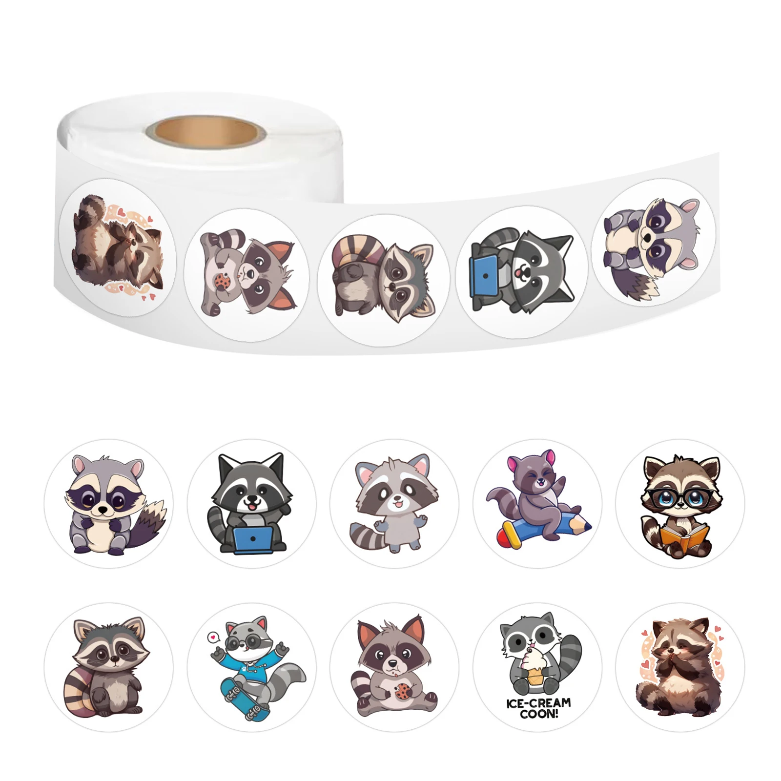 100-500pcs Cartoon Little Raccoon Doodle Stickers Decor Luggage Laptop ...