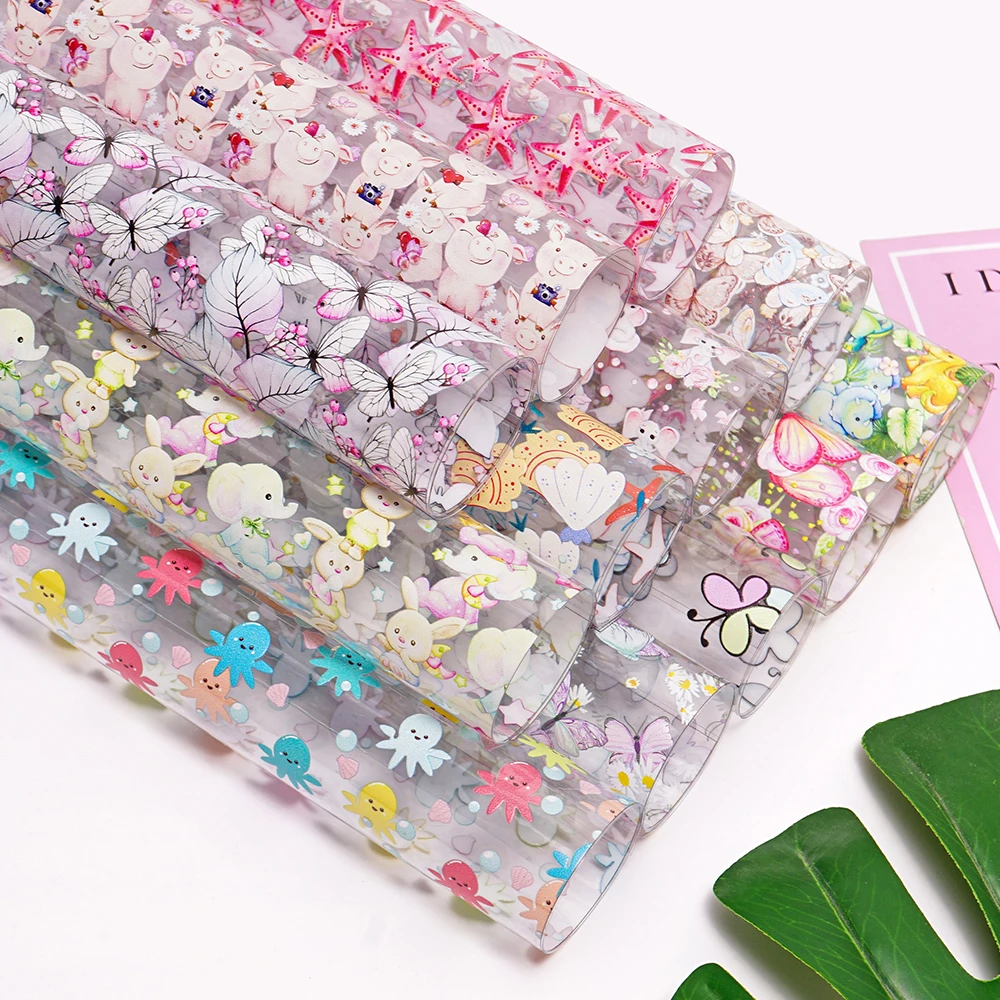 Transparent PVC Film Iridescent Faux Leather Sheets Vinyl Dream Jelly ...