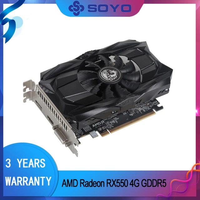 SOYO Graphics Cards AMD Radeon RX 550 4G GPU GDDR5 14nm Computer PC ...