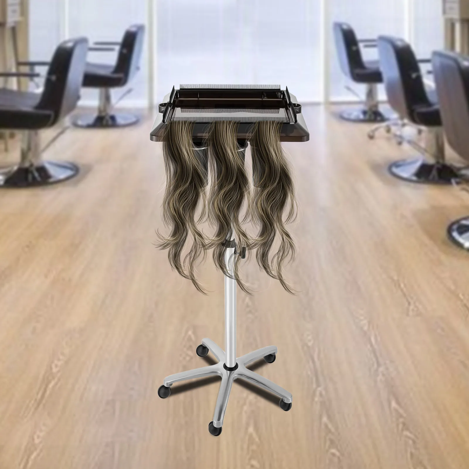 Height-Adjustable-Rolling-Salon-Cart-with-Tool-Trays-for-Hair ...