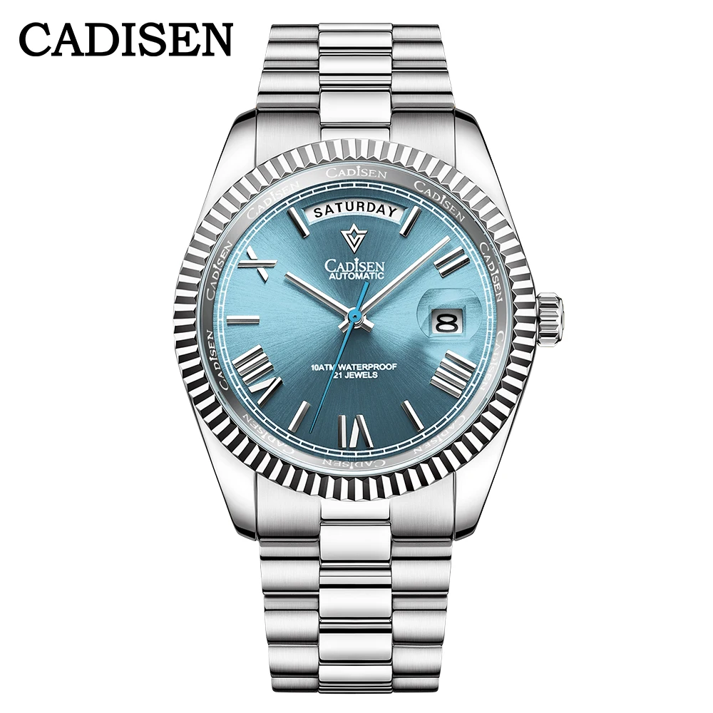 CADISEN C8185 ICE-BLUE Dial Sapphire Glass Watches Men Japan MIYOTA-8285 Movt Men`s Watch ...