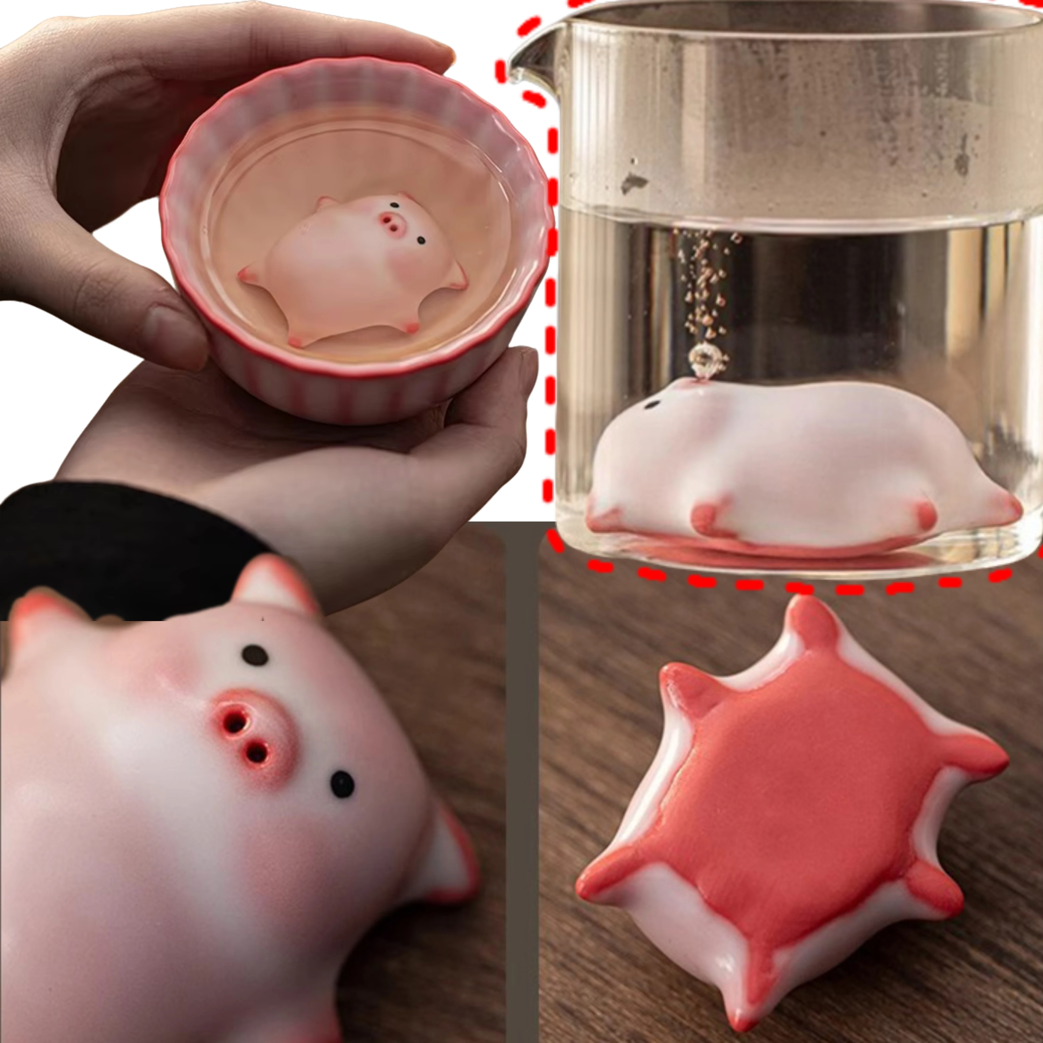 Cartoon Ceramic Teacups Piggy Spits Bubbles Mug Creative Lie Flat Pig ...