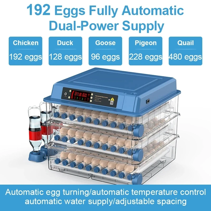192 Eggs Incubator With Drawer Type Mini Egg Incubator With Automatic Water Ionic Waterbed ...