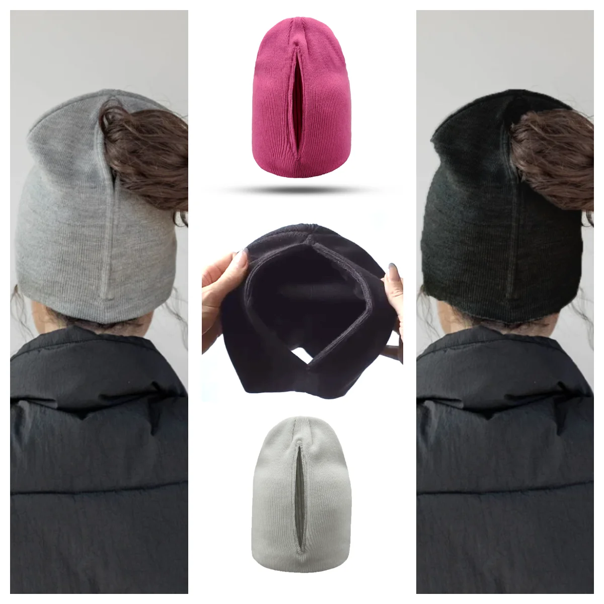 Magnetic cap with open ponytail knitted cap, sports yarn cap, pullover ...
