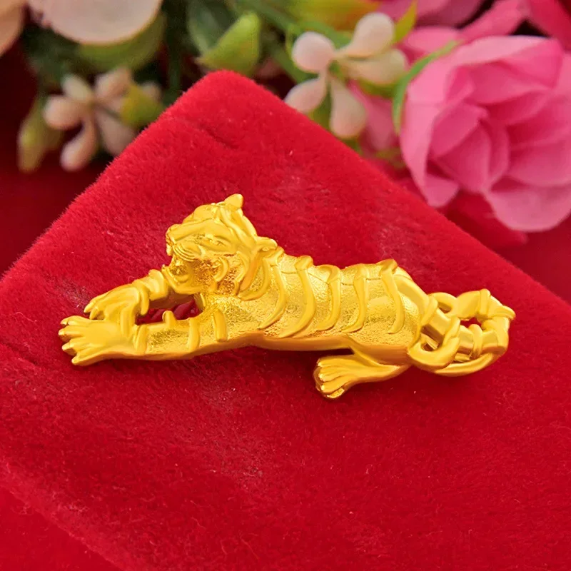 Real Gold Color Tigers Pendant for Men Father Bro Women Fine Jewelry ...