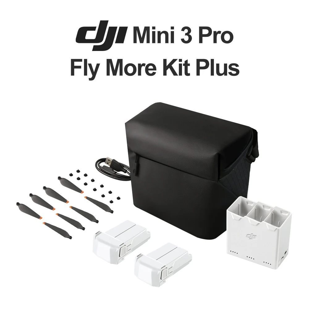 DJI Mini 3 Pro Fly Mais Kit, Acessórios Originais, Bateria Plus Carregador, Saco de Hélice ...