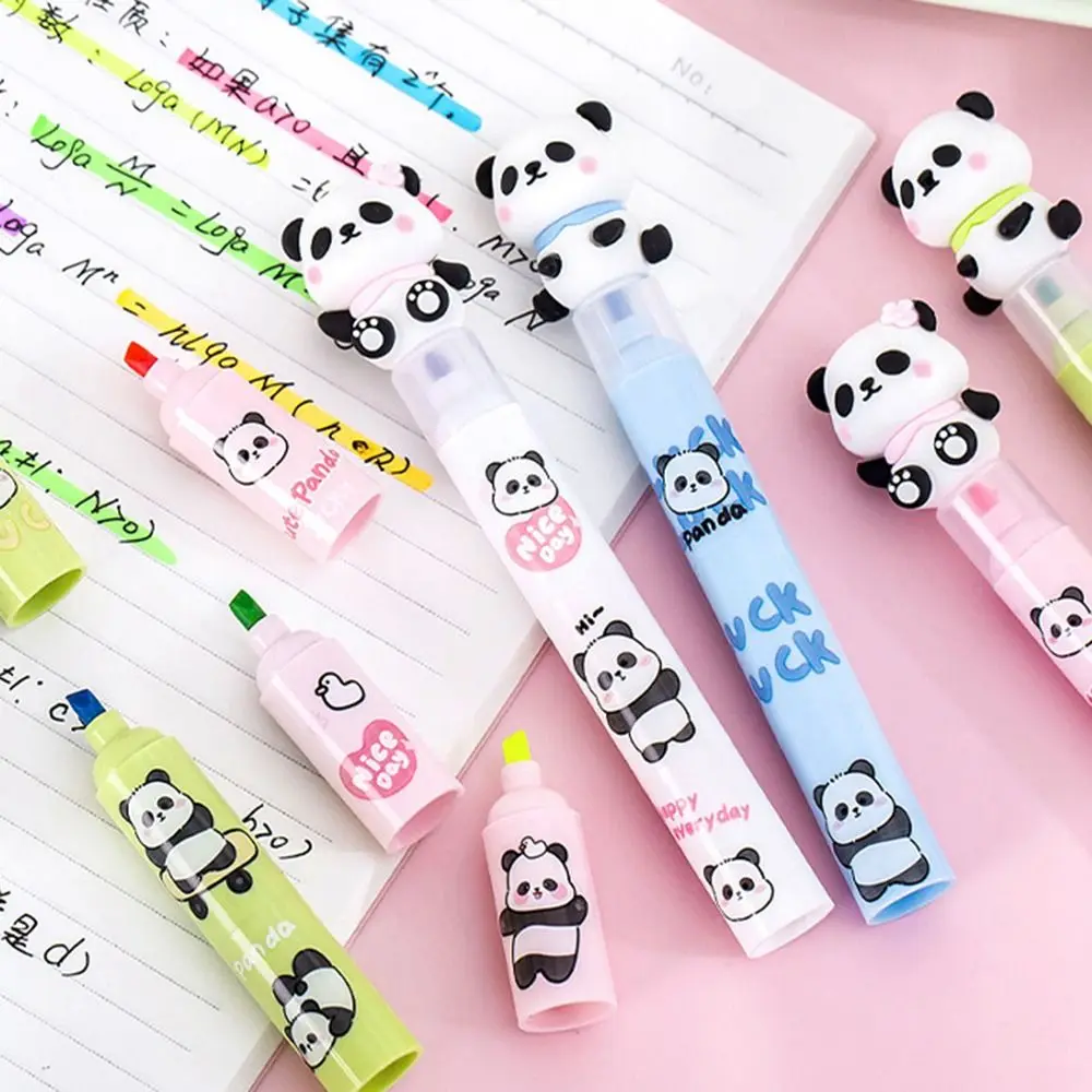 Cute-Panda-Highlighter-Pen-Portable-Creative-Cartoon-Diy-Color-Ledger ...