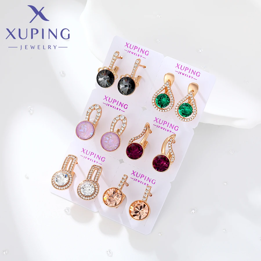 Xuping Jewelry Promotion Fashion Gold Color Hoop Crystal Earrings ...