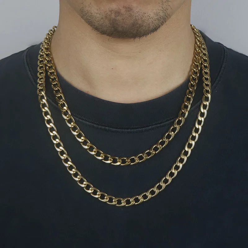 European-Hiphot-NK-Chain-Necklace-Men-Women-Vacuum-Plating-Gold-Color ...