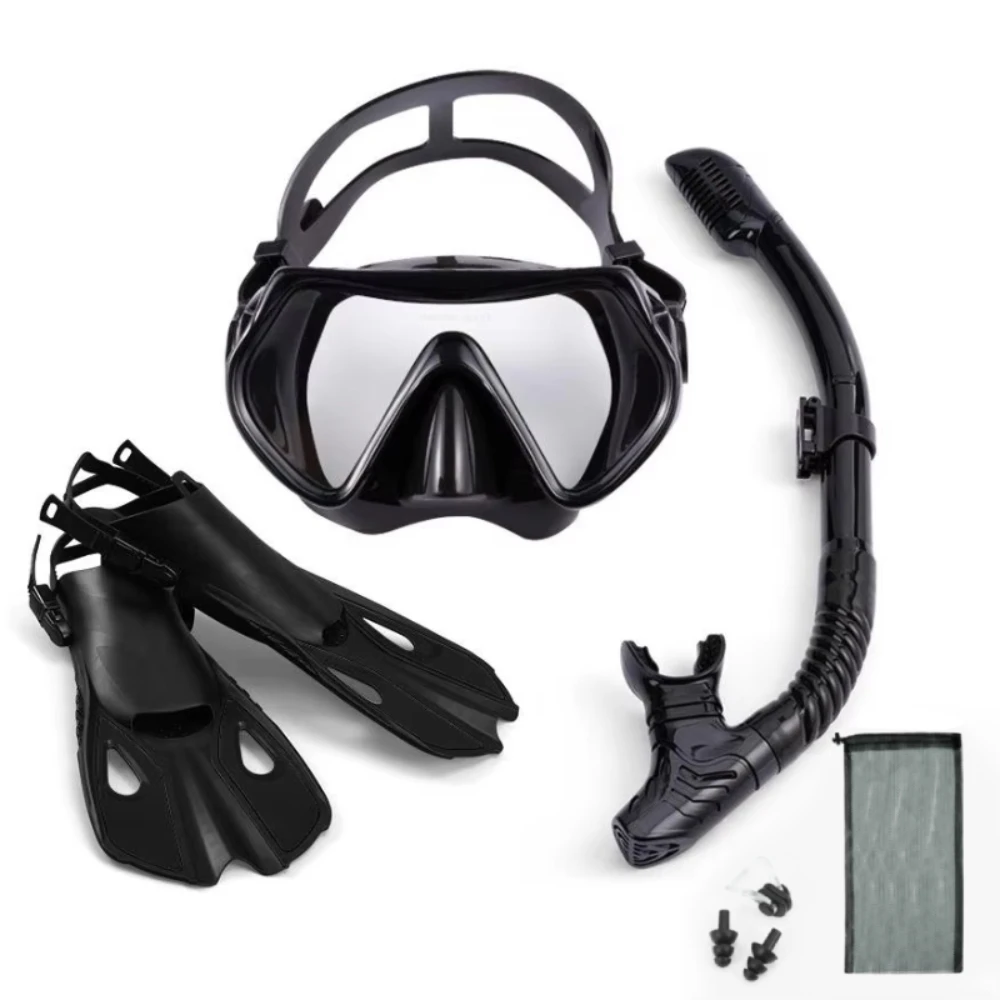 Mask Fin Snorkel Set Snorkel Gear for Adult Panoramic View Snorkel Mask ...