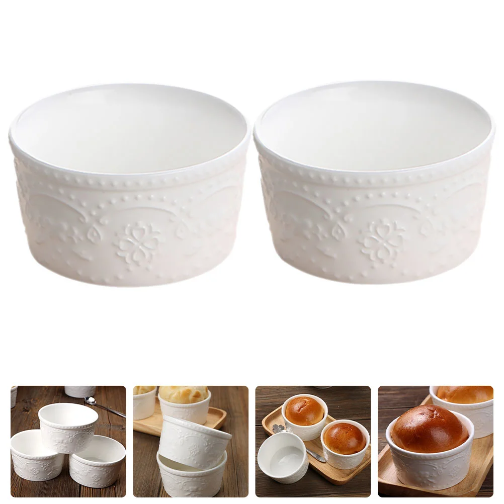 2pcs Dessert Baking Bowl Ceramic Pudding Cake Dessert Mousse Bowl Small ...