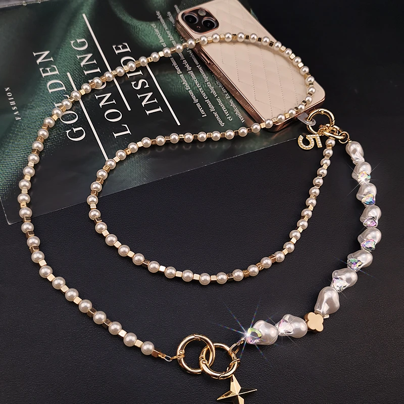 Phone Lanyard Crossbody Pearl | Mobile Phone Lanyard Pearls | Phone ...