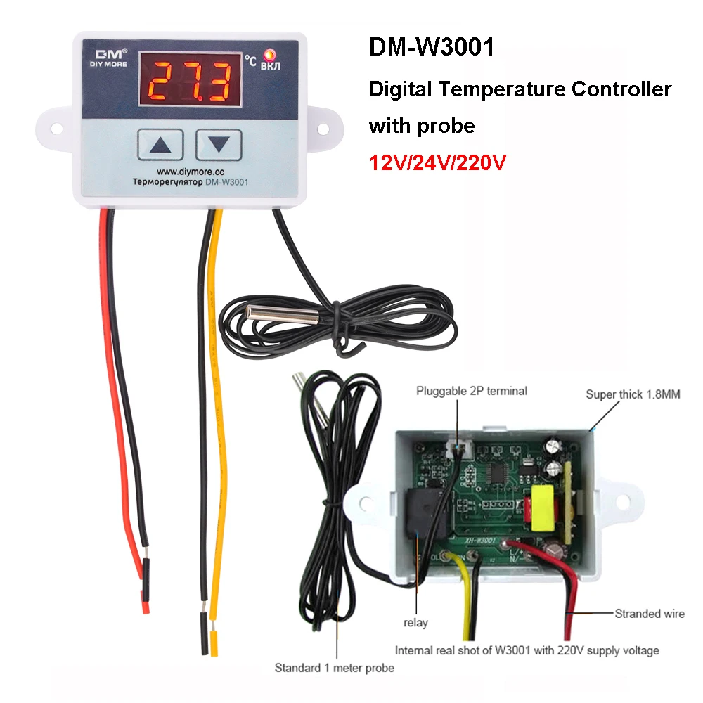 W3001-Digital-Temperature-Controller-220V-Microcomputer-Thermostat ...