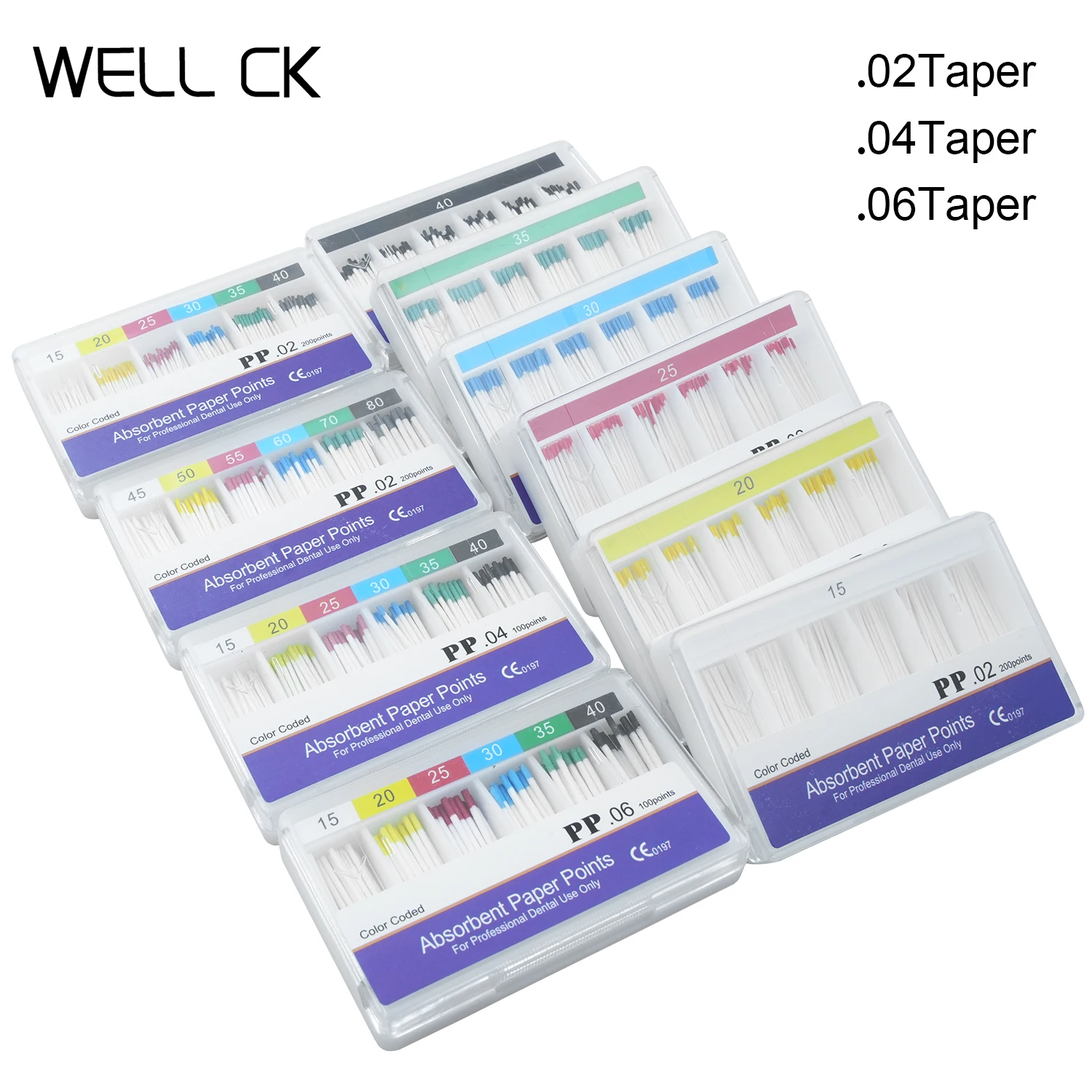WELL-CK-10-Boxes-Dental-Absorbent-Paper-Points-Taper-02-04-06-Moisture ...