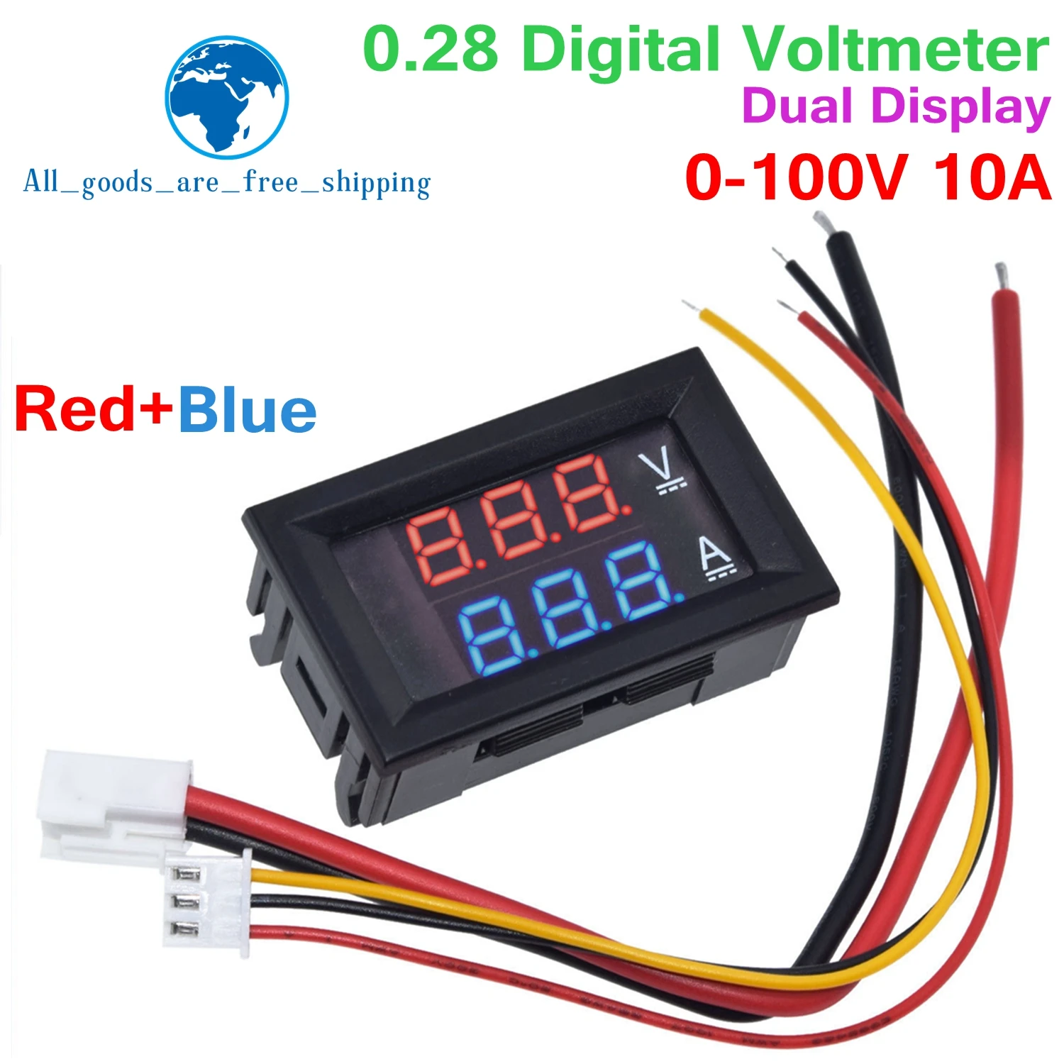 Tzt Dc 0-100v 10a Digital Voltmeter Ammeter Dual Display Voltage ...
