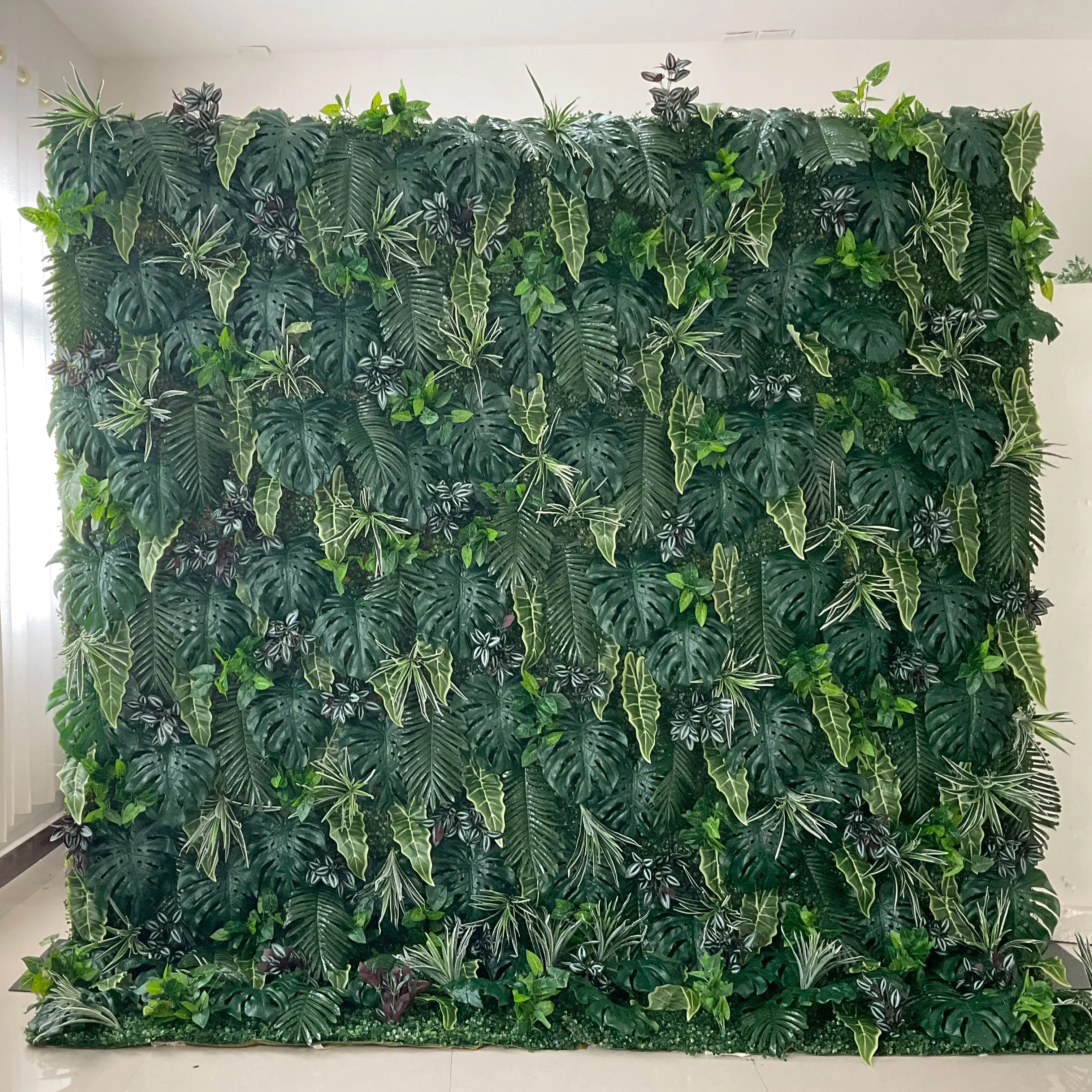 YuLiFlower-Green-Wall-Backdrop-Artificial-green-roll-up-flower-wall ...