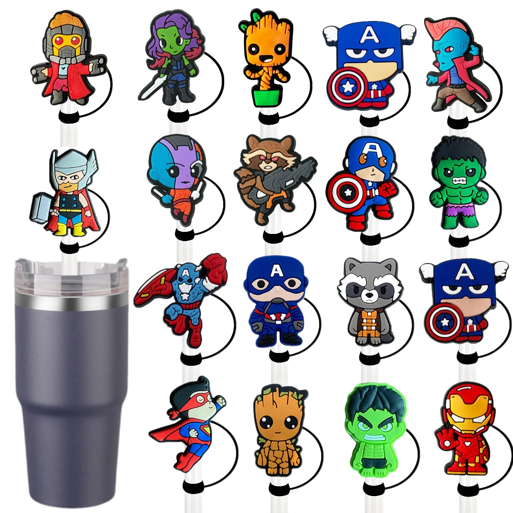 Hot-sales-Marvel-The-Avengers-SuperHero-Straw-Cover-Cap-Drink-Straw ...