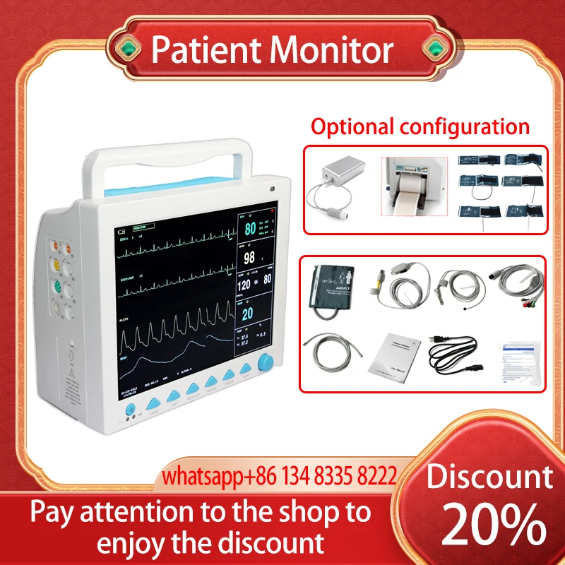 Contec CMS8000 Multi-Parâmetro Monitor Paciente Máquina Médica SPO2 Monitor Paciente de ...