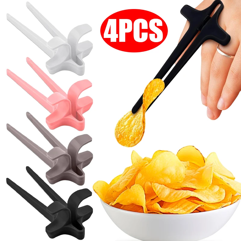 1/4PCS Play Game Finger Chopsticks Plastic Snack Food Finger Tongs Not ...